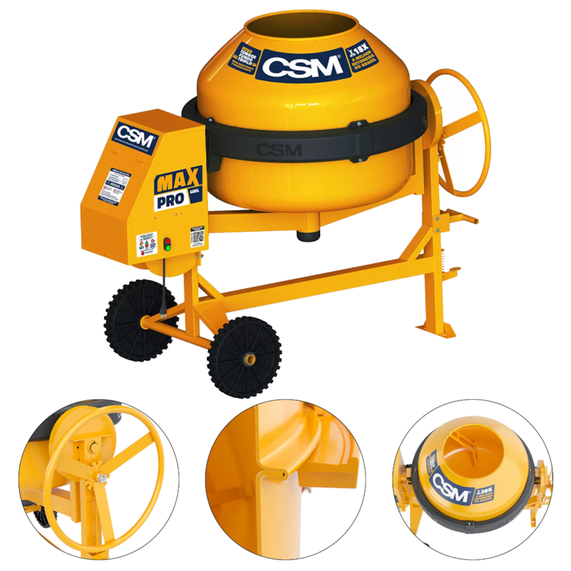 BETONEIRA 400L MAX PRO MONOFÁSICO - 71000220 CSM - HBR Flex