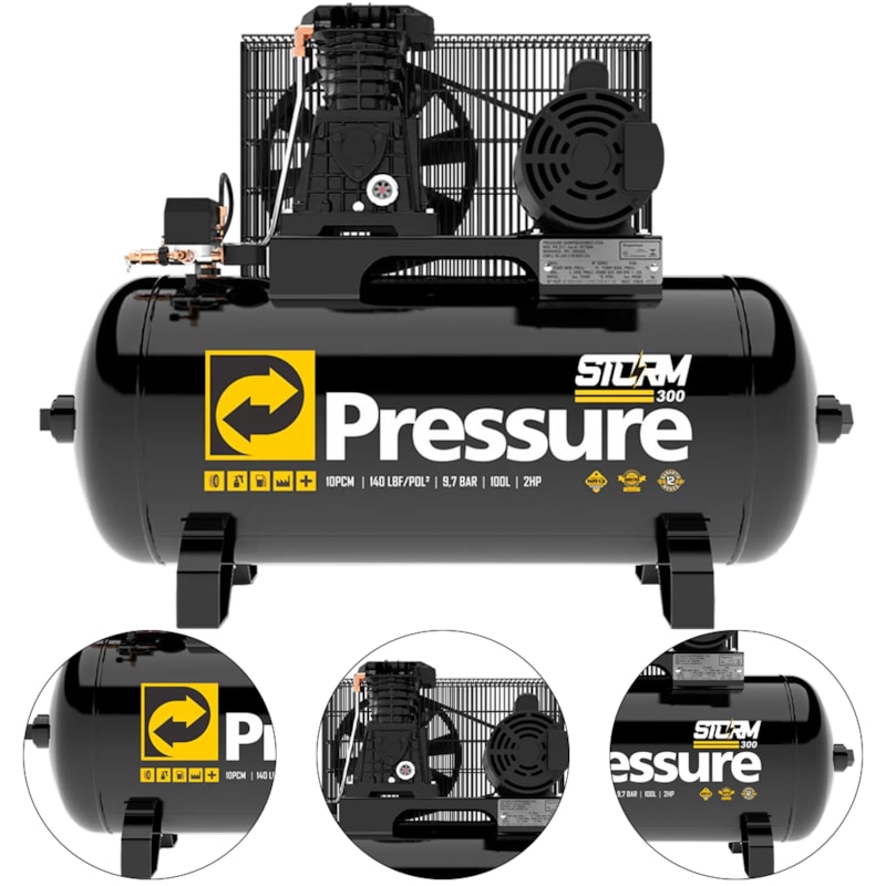 COMPRESSOR AR STORM 300 10PCM 100L MONO - 8975703011 PRESSURE - HBR Flex