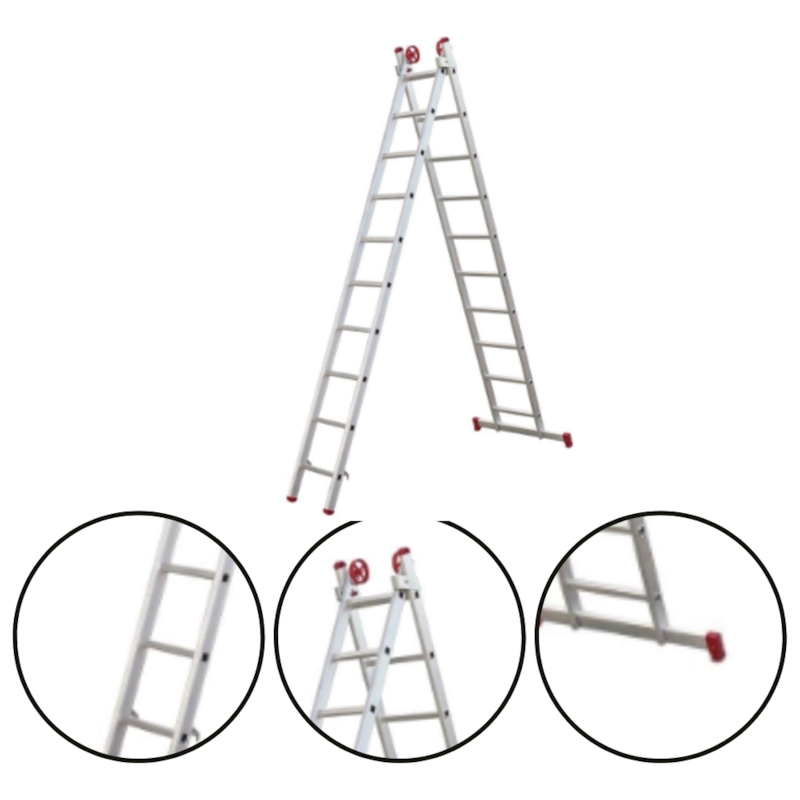 ESCADA EXTENSIVA DE ALUMINIO 9X2 DEGRAUS 2,51 / 2,68 / 4,44M - BOTAFOGO ...