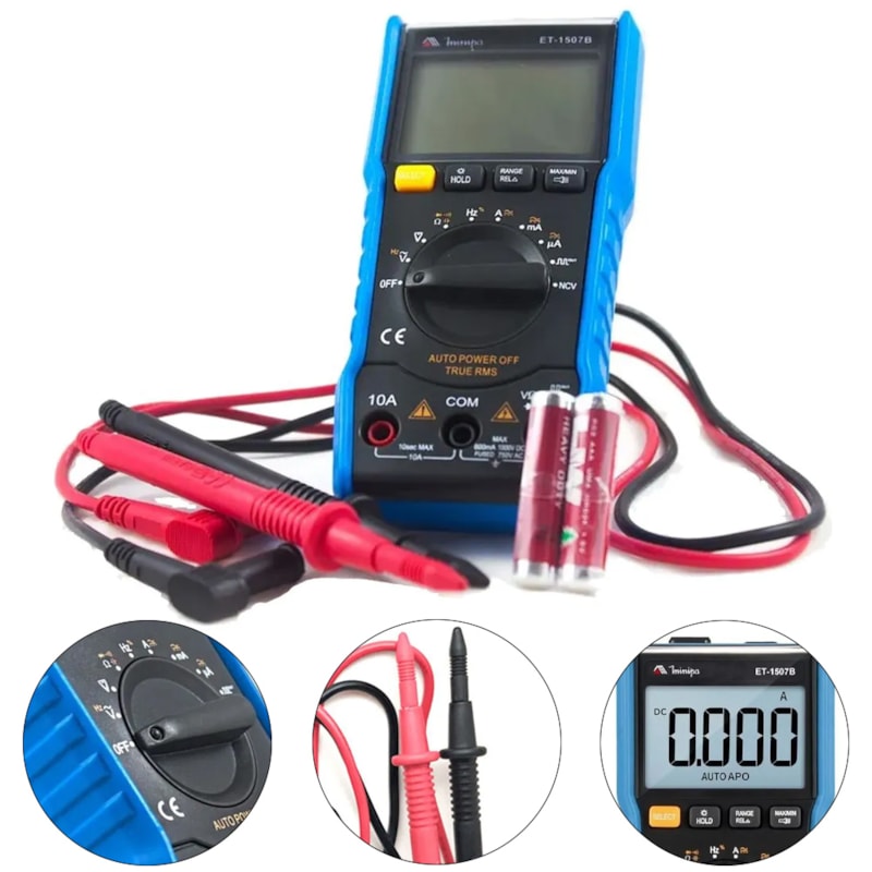 MULTIMETRO DIGITAL CAT III TRUE RMS - ET-1507B MINIPA - HBR Flex